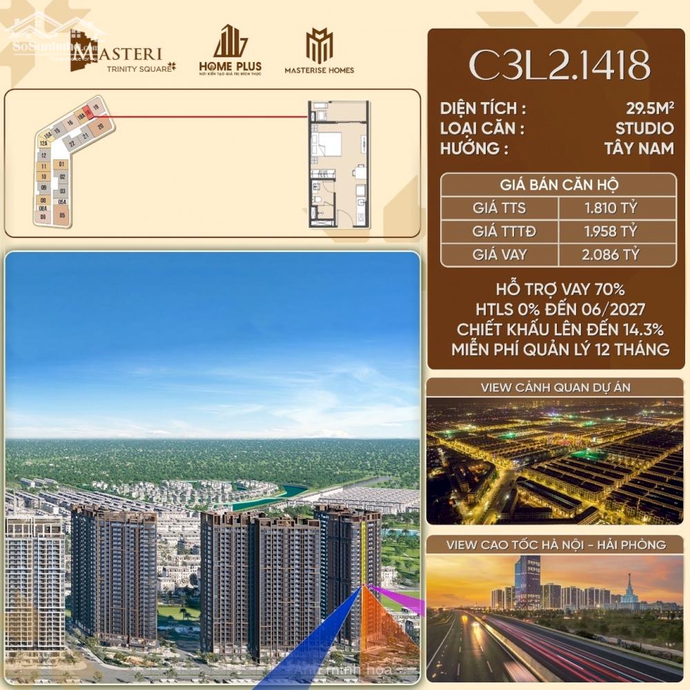 Quỹ hàng hiếm studio Masteri Trinity Square mua trực tiếp từ CĐT ...