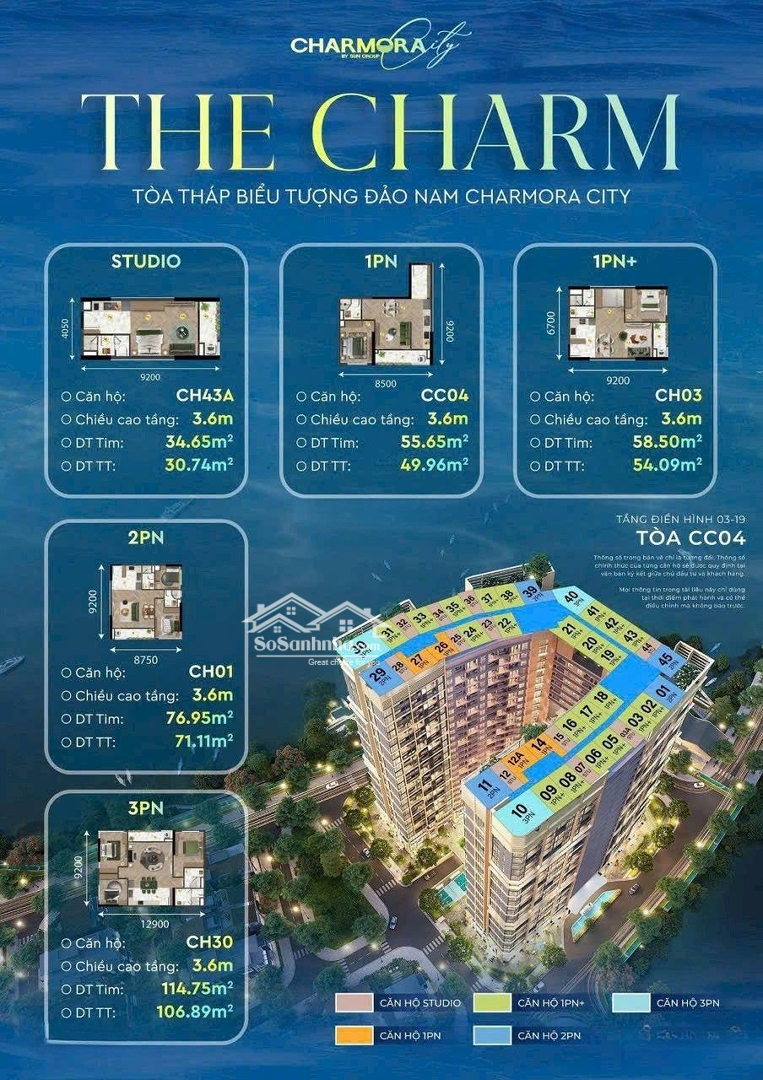 tòa the charm căn giá thấp hơn 1ty so với cùng tầng đầu tư ngay giá từ ...